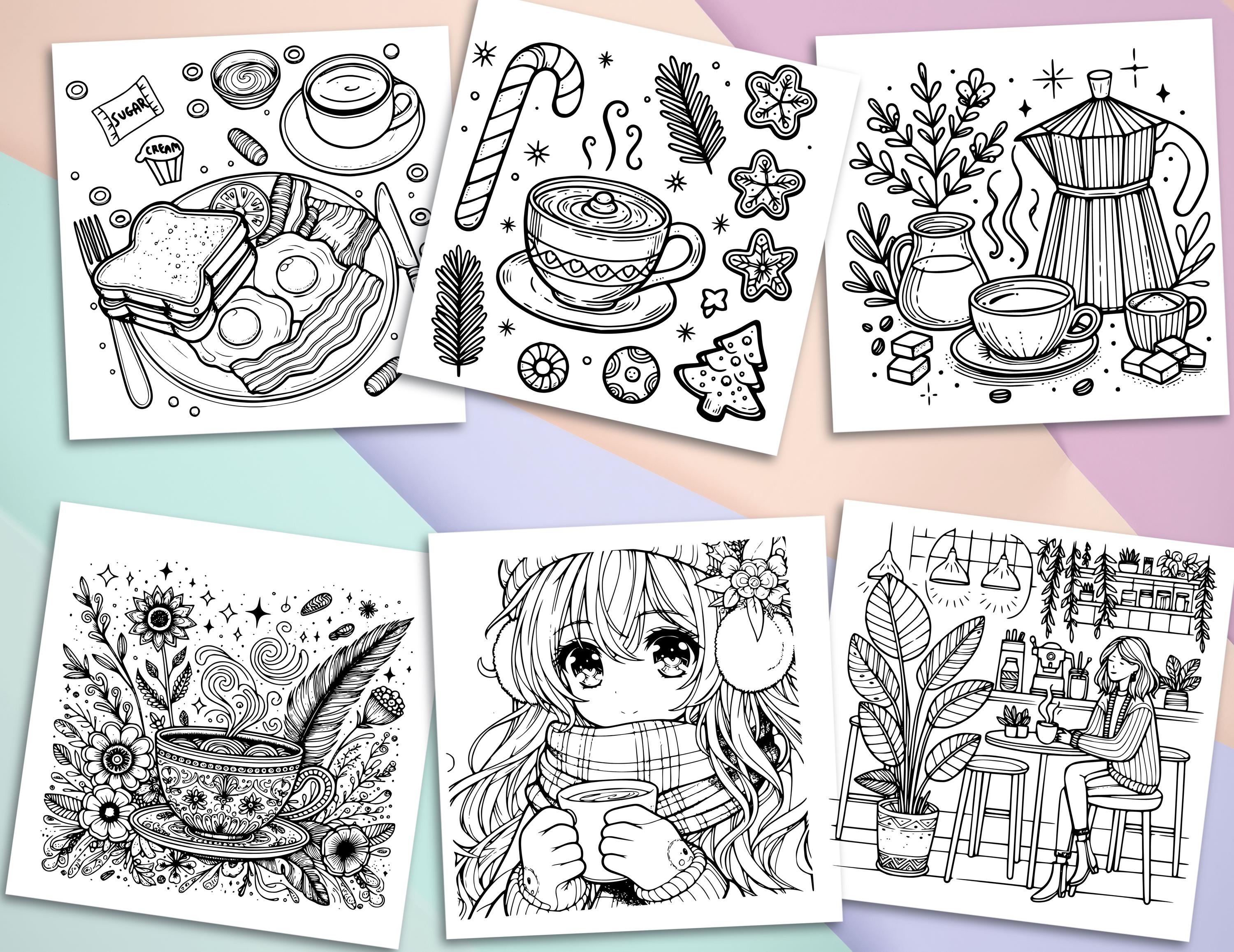 50 Coffee Themed Coloring Pages for Instant Digital Download Printable ...