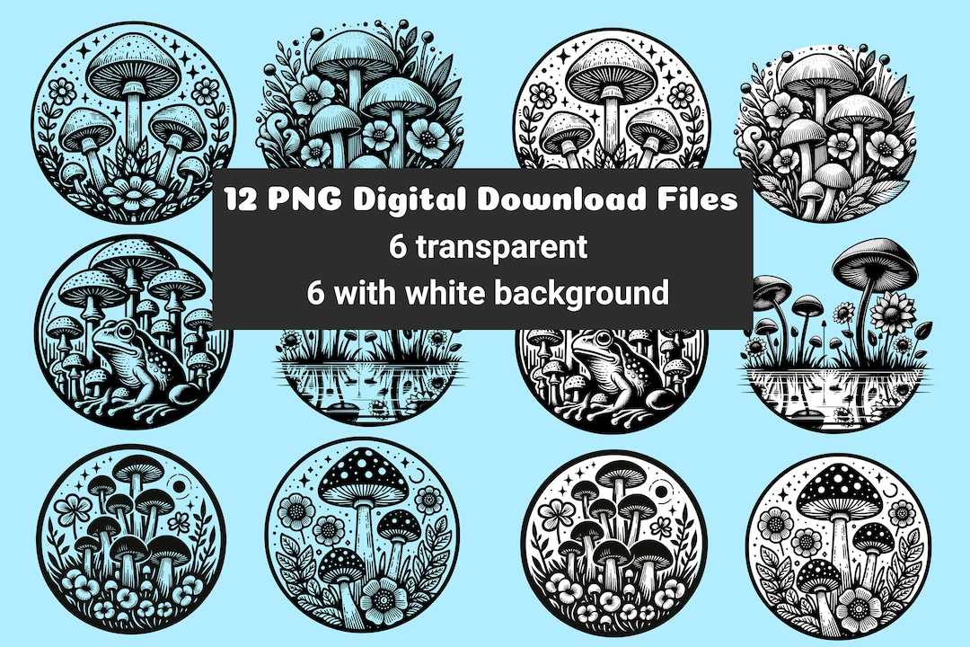Frog, Mushrooms and Flowers Digital Download PNG Files for Disc Golf ...