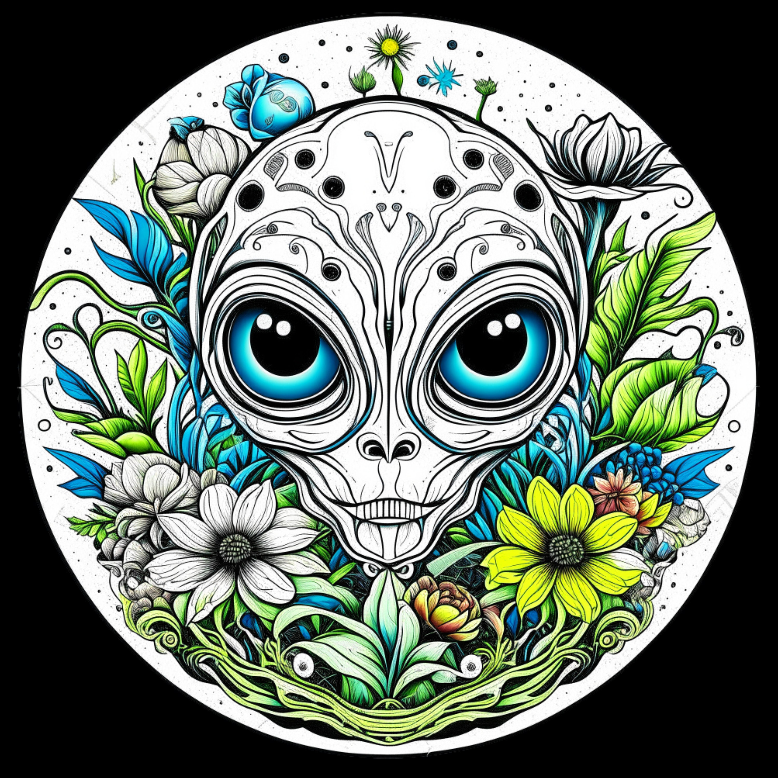 Alien Extra Terrestrial in Flowers SVG, PNG and PPG Digital Download ...