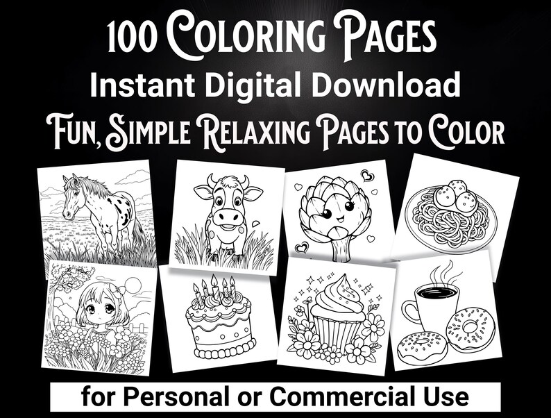 100 Random Coloring Pages | Simple Easy to Color | for Personal or ...