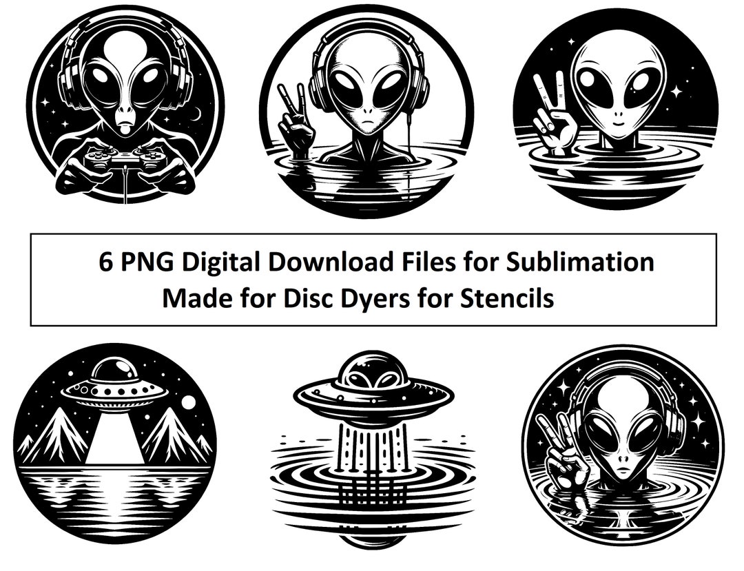 Digital Download PNG Files for Disc Golf Disc Stencils, UFO and Alien ...