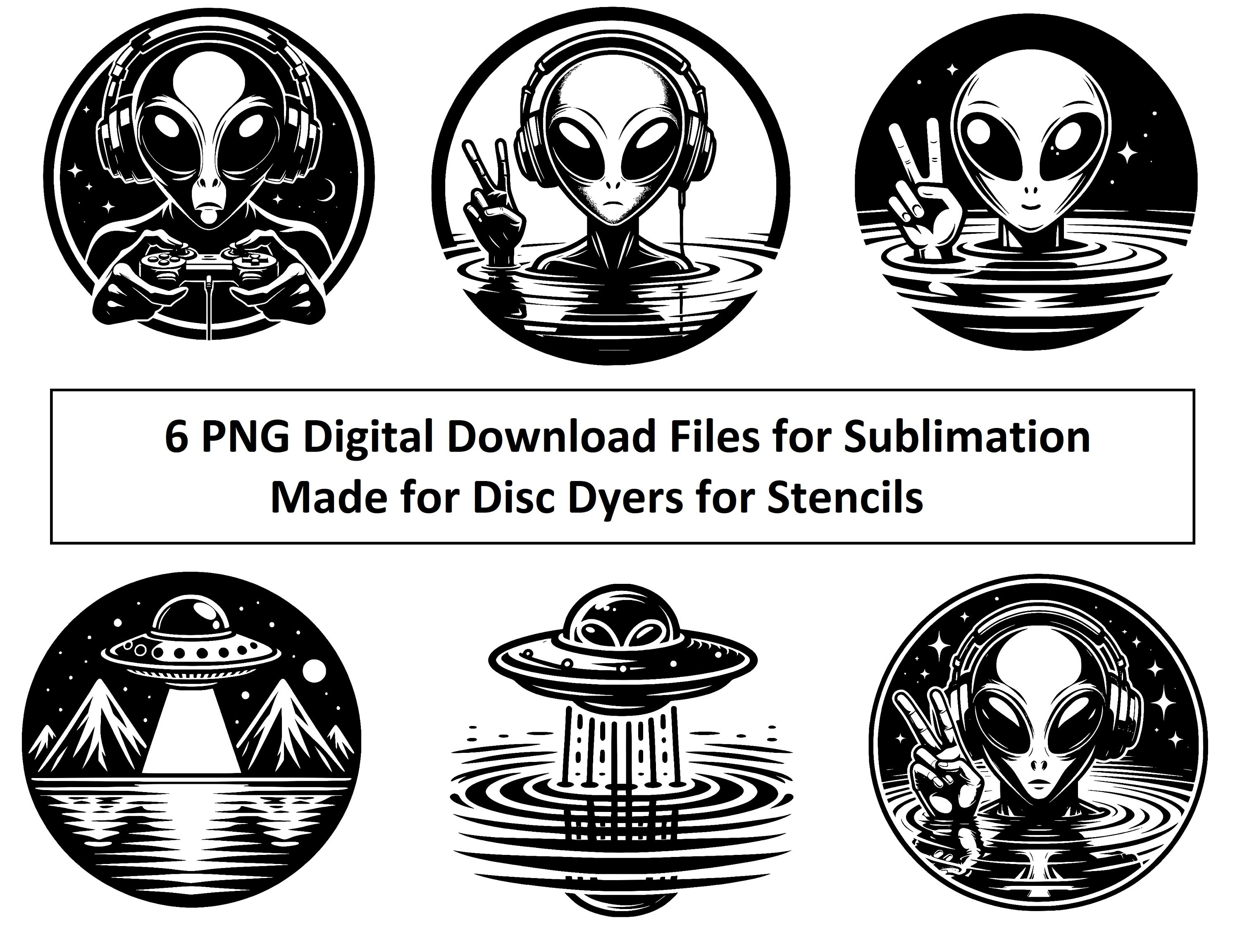 Digital Download PNG Files for Disc Golf Disc Stencils, UFO and Alien ...