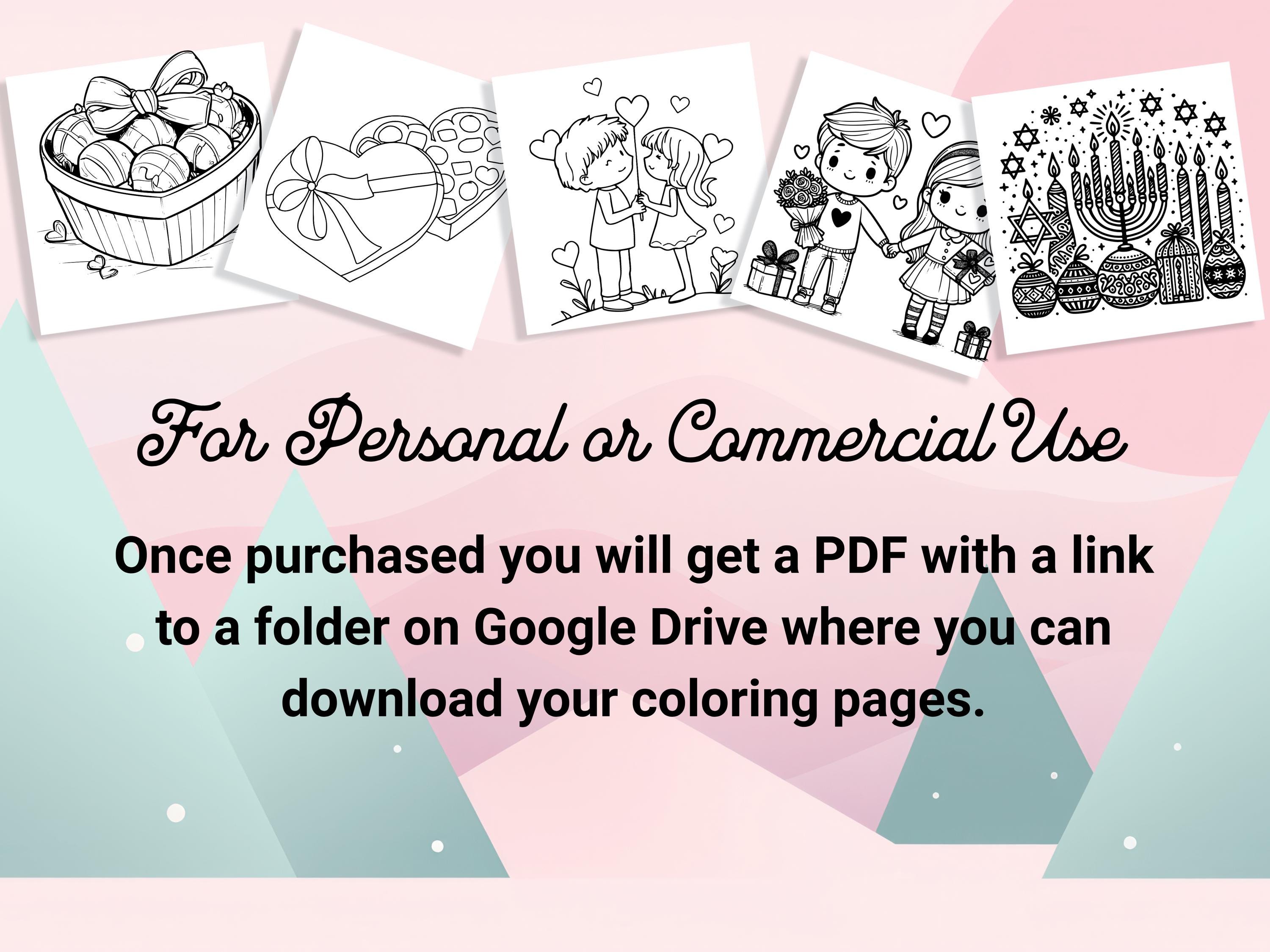 50 Instant Digital Download Coloring Pages in a Holiday Theme ...