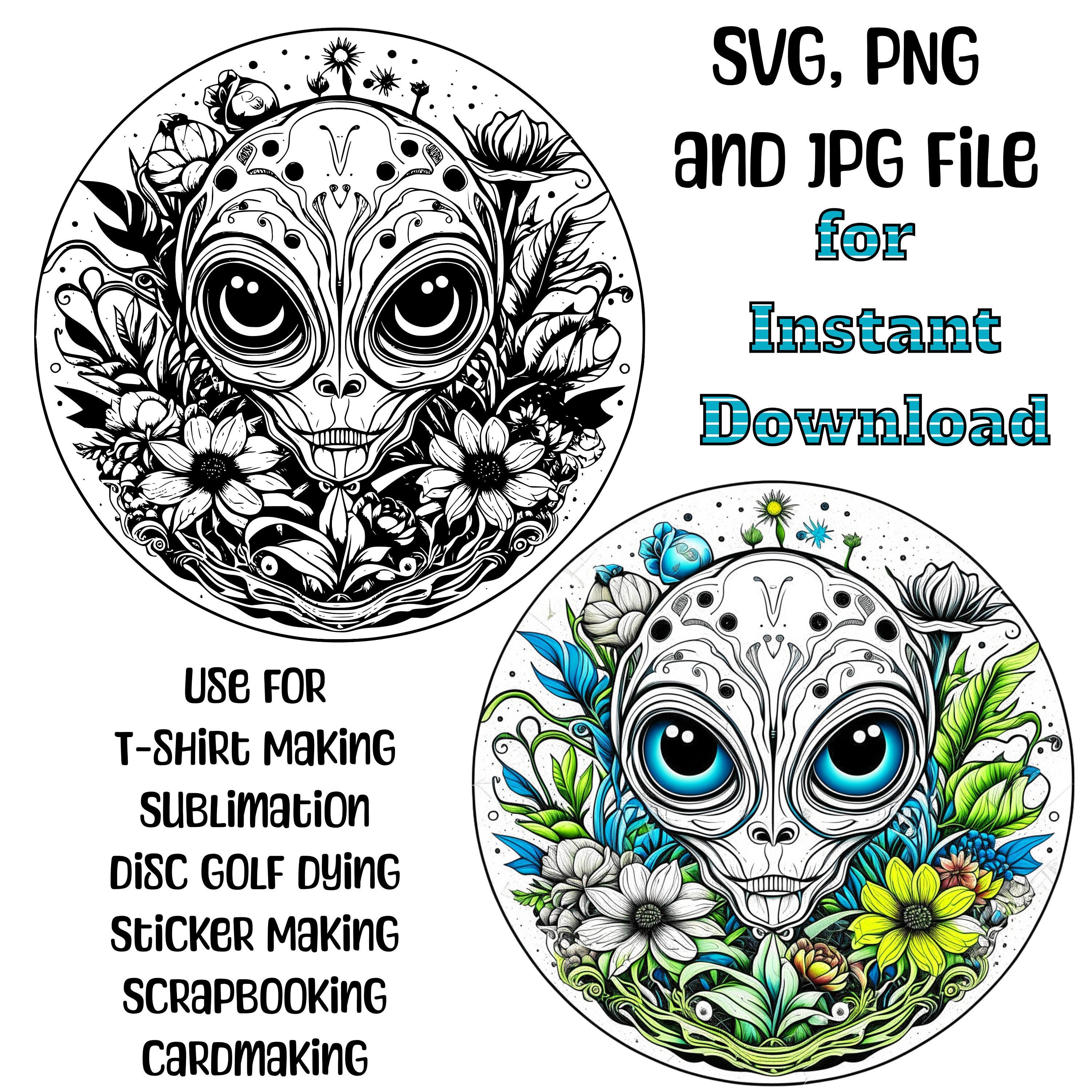 Alien Extra Terrestrial in Flowers SVG, PNG and PPG Digital Download ...