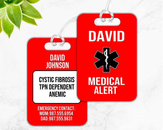 Backpack Medical Alert, Medical Alert Purse Tag, Medical Information ...