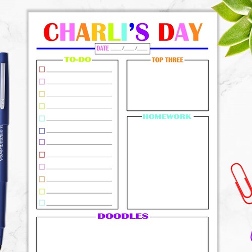 Kids Daily Planner Personalized Notepad Organization - Etsy