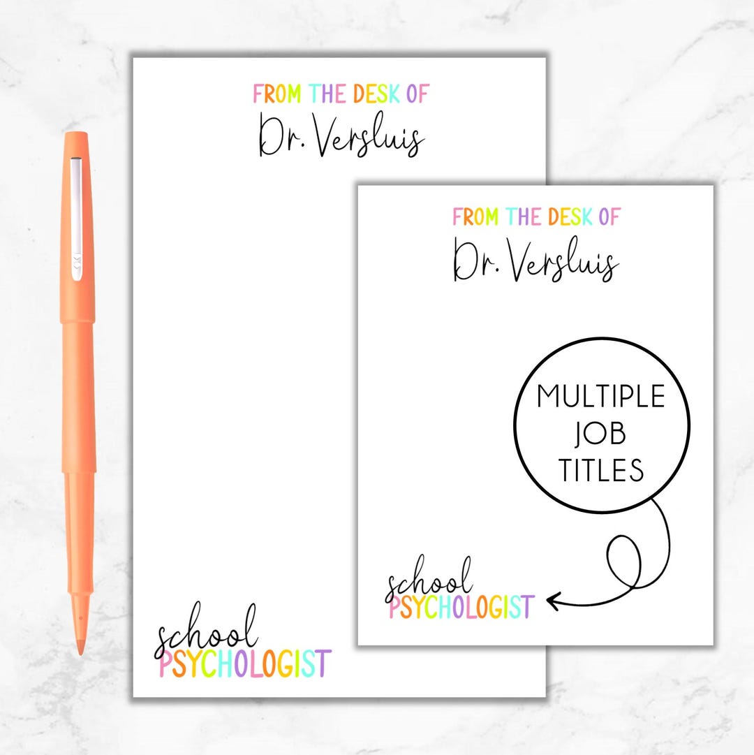School Psychologist Notepad, Personalized Psychologist Notepad, Gift ...