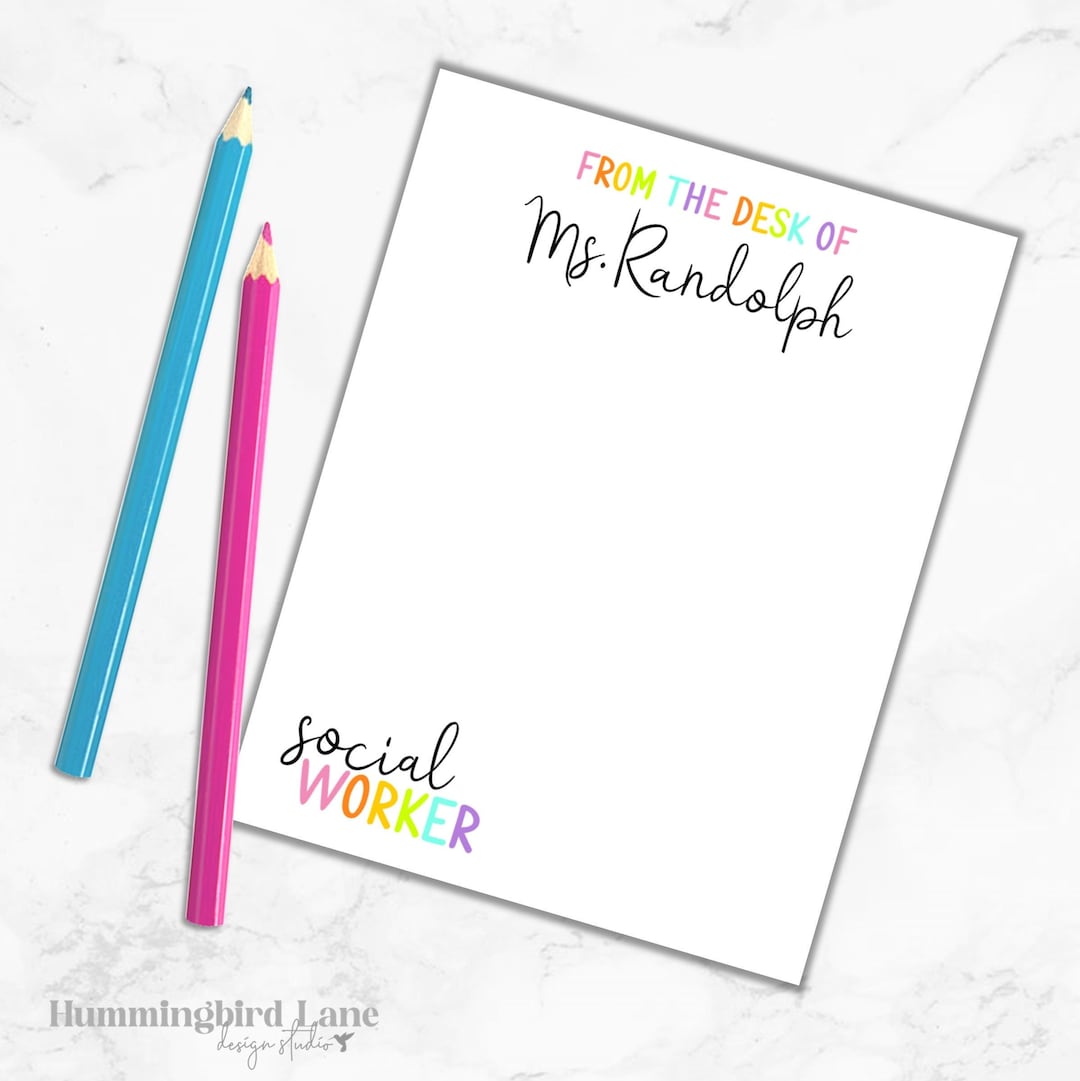 School Social Worker Notepad, Personalized Social Worker Notepad, Gift ...