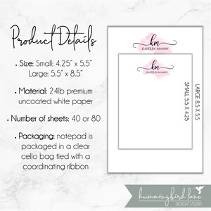 Personalized Notepad, Personalized Watercolor Note Pad, Large Notepad ...