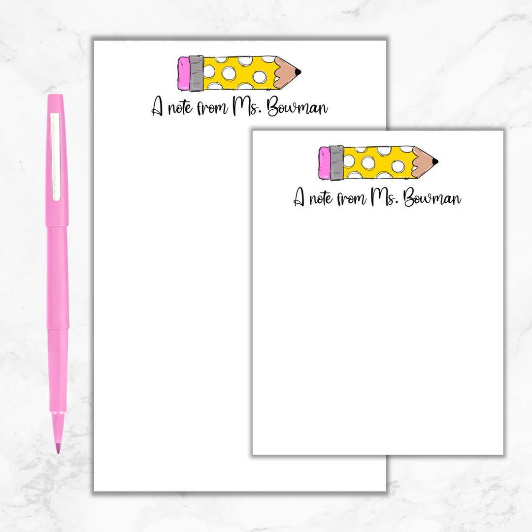 Teacher Notepad, Personalized Note Pad, Polka Dot Pencil Note Pad ...