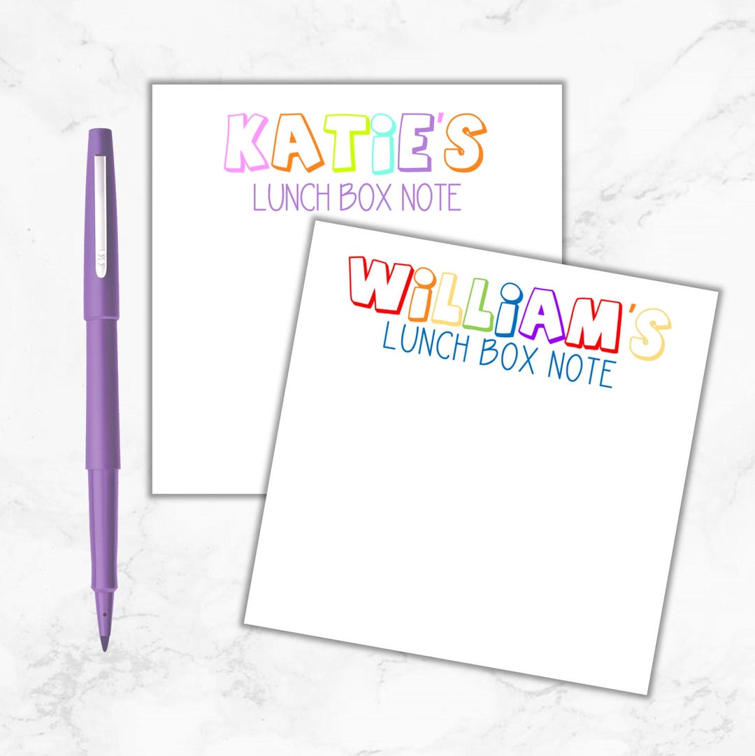 Lunch Box Notes Notepad, Lunchbox Notes Personalized, Personalized ...
