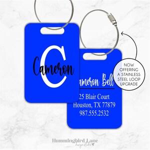 Initial Bag Tag, Monogram Travel Luggage Tag, Personalized Monogram Bag ...