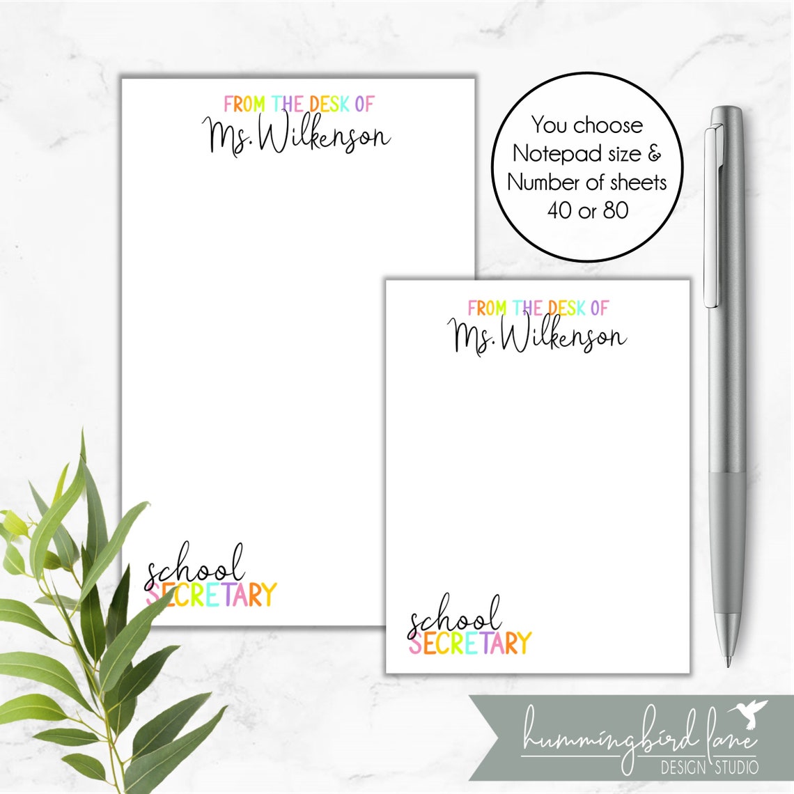 School Secretary Notepad Personalized Secretary Notepad Gift - Etsy