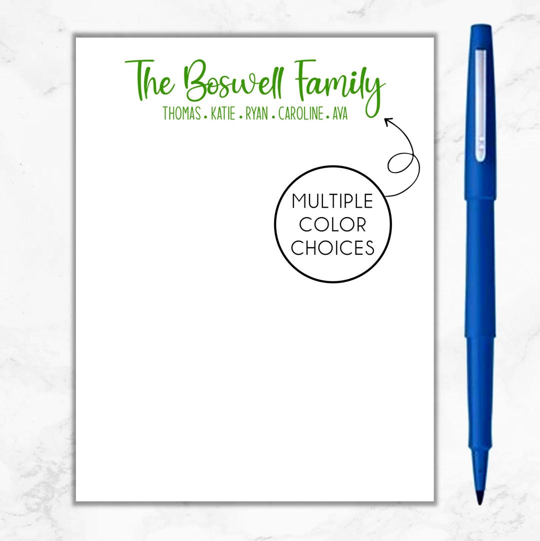 Family Notepad, Personalized Notepad, Custom Family Notepad, Family ...