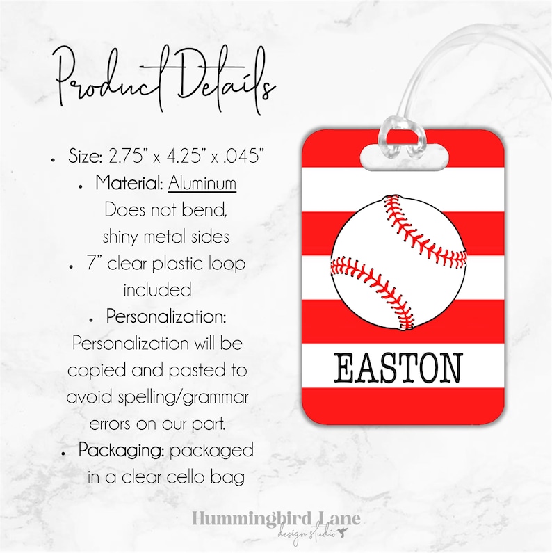Baseball Bag Tag, Baseball Luggage Tag, Gift for Baseball Players ...
