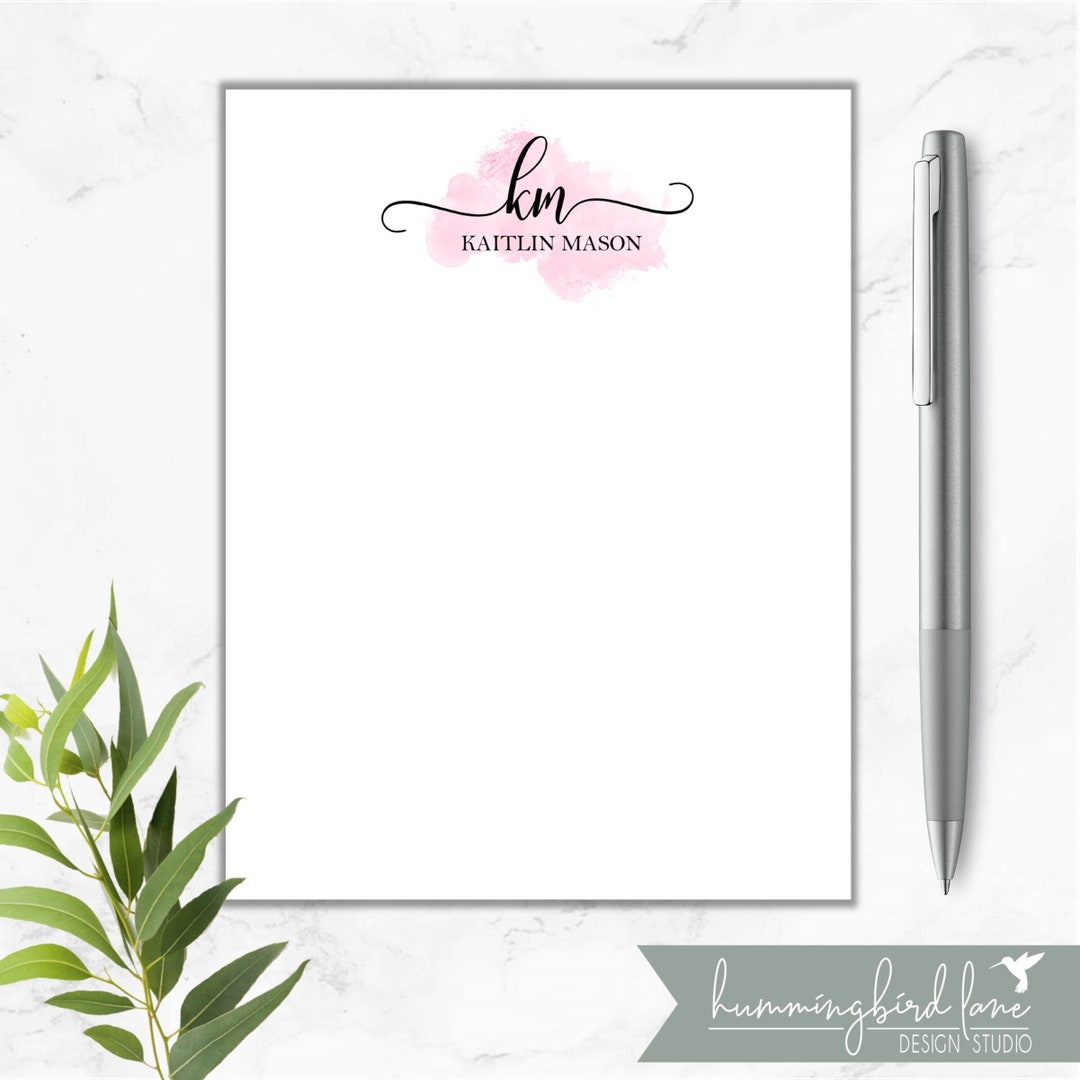 Personalized Notepad, Personalized Watercolor Note Pad, Large Notepad ...