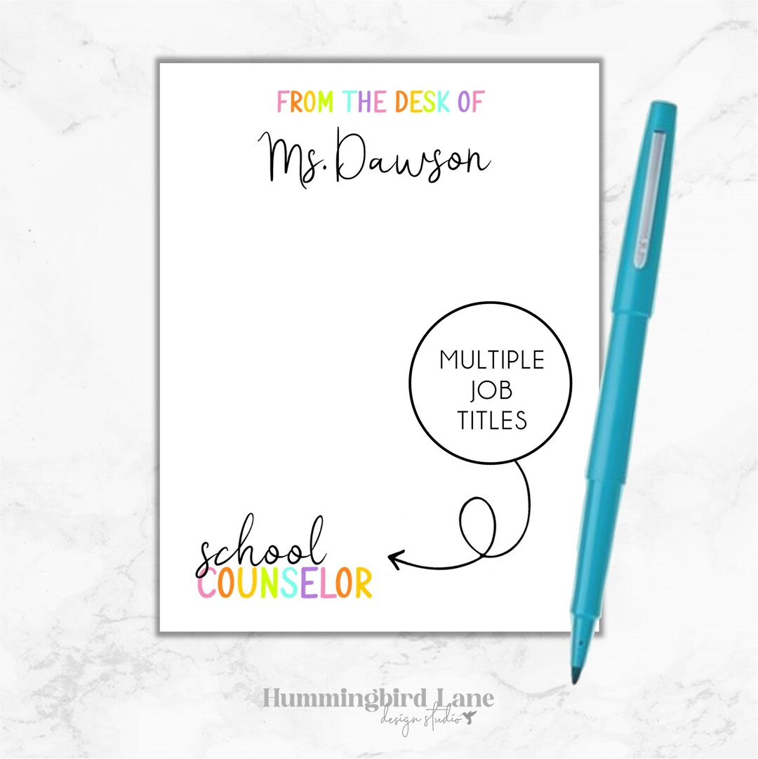 School Counselor Notepad, Personalized Counselor Notepad, Gift for ...