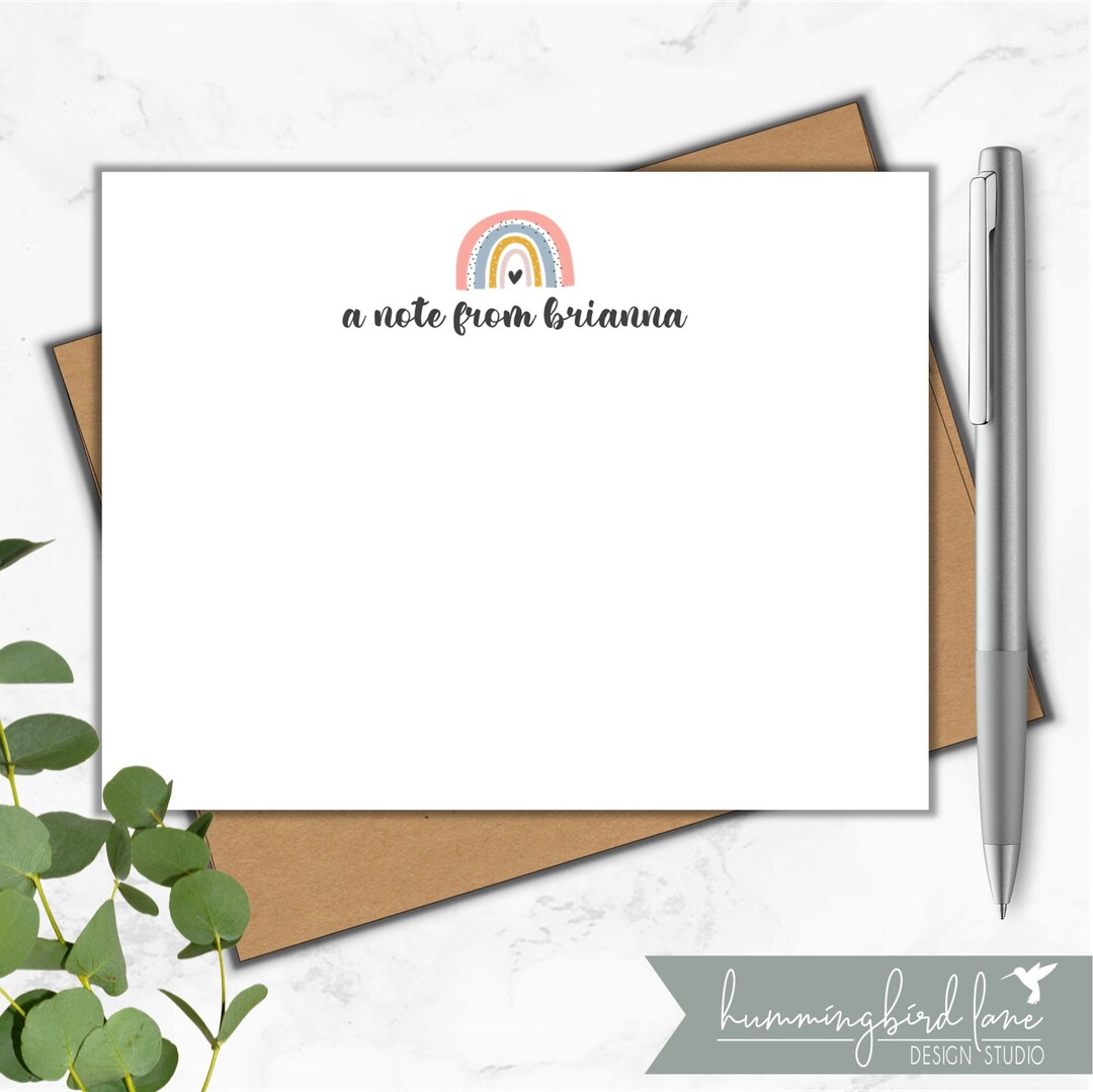 Rainbow Note Cards, Personalized Note Card Set, Personalized Stationery ...