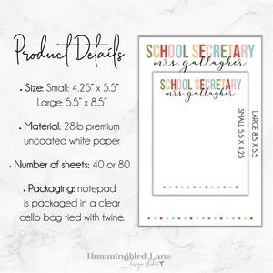 School Secretary Notepad, Personalized Notepad, Secretary Gift, Gift ...