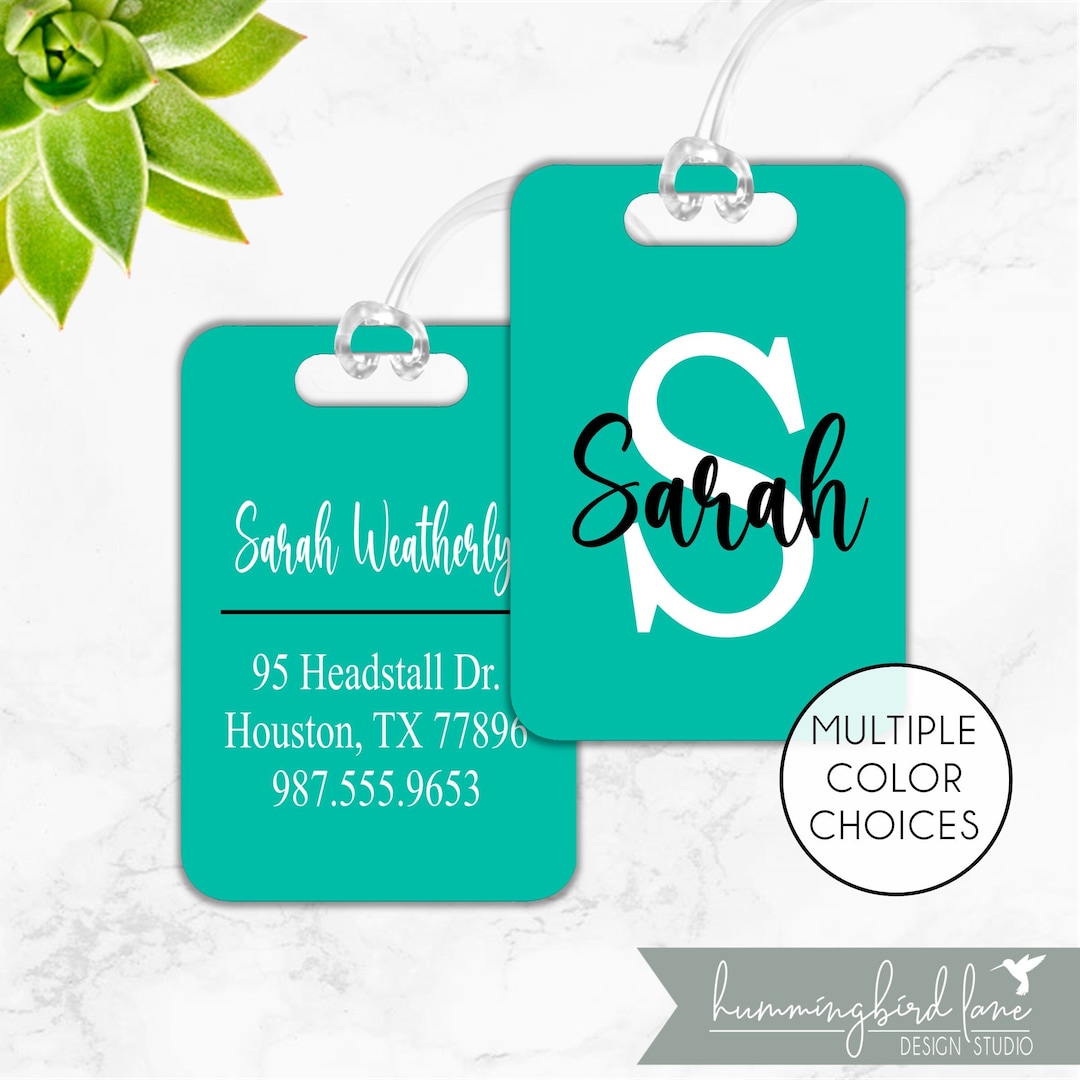 Monogram Bag Tag, Initial Travel Luggage Tag, Personalized Monogram Bag ...