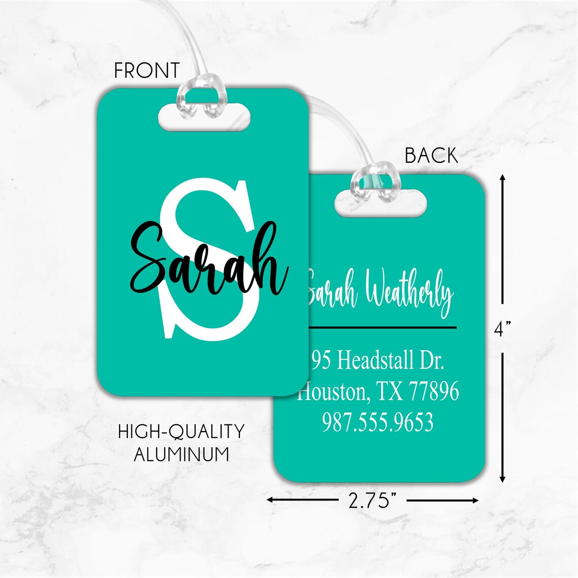 Initial Bag Tag, Monogram Travel Luggage Tag, Personalized Monogram Bag ...