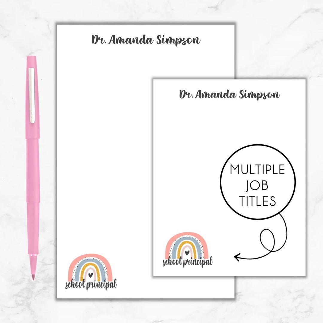 School Principal Notepad, Rainbow Notepad, Personalized Principal ...
