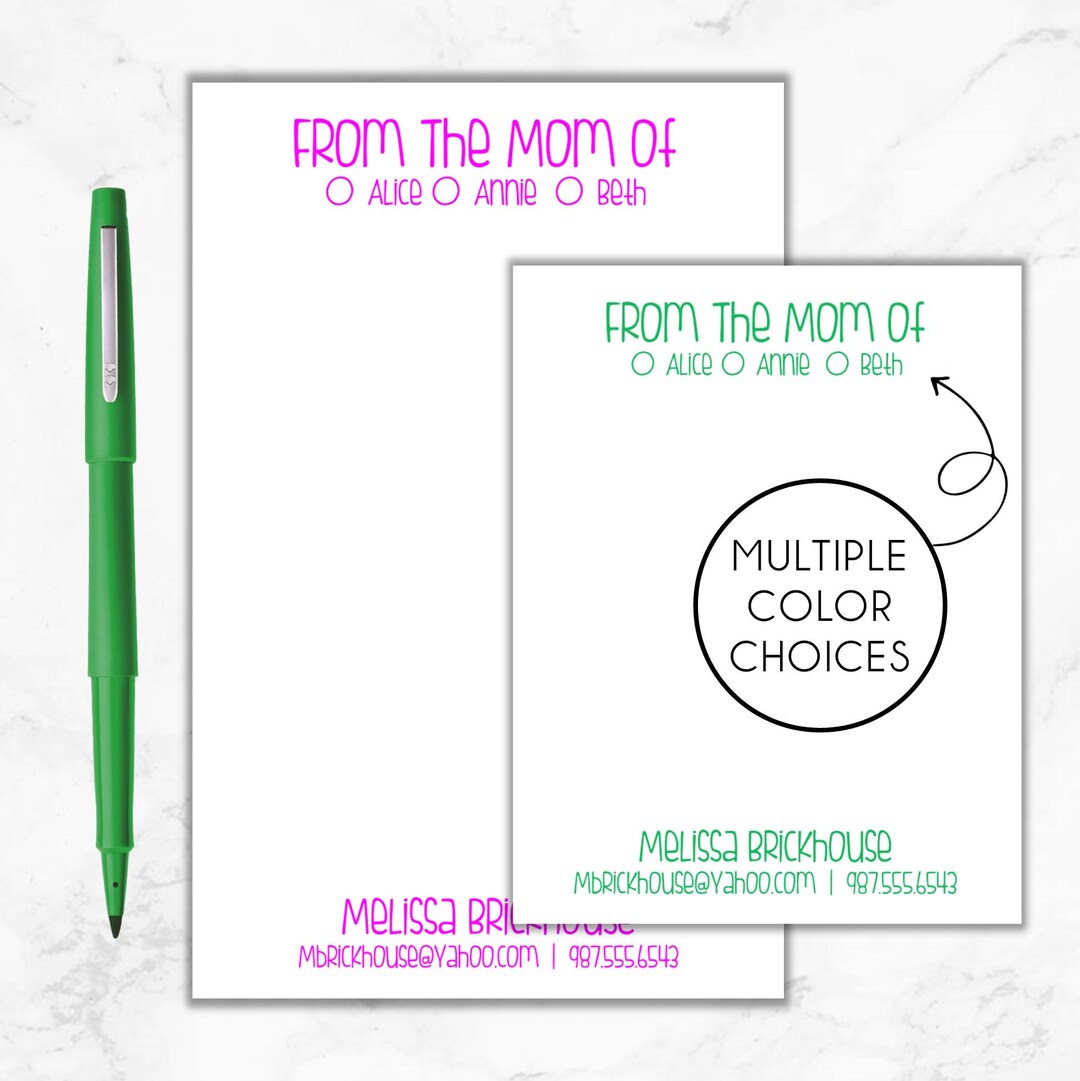 Mom Notepad, From the Mom of Notepad, Personalized Notepad Custom Gift ...