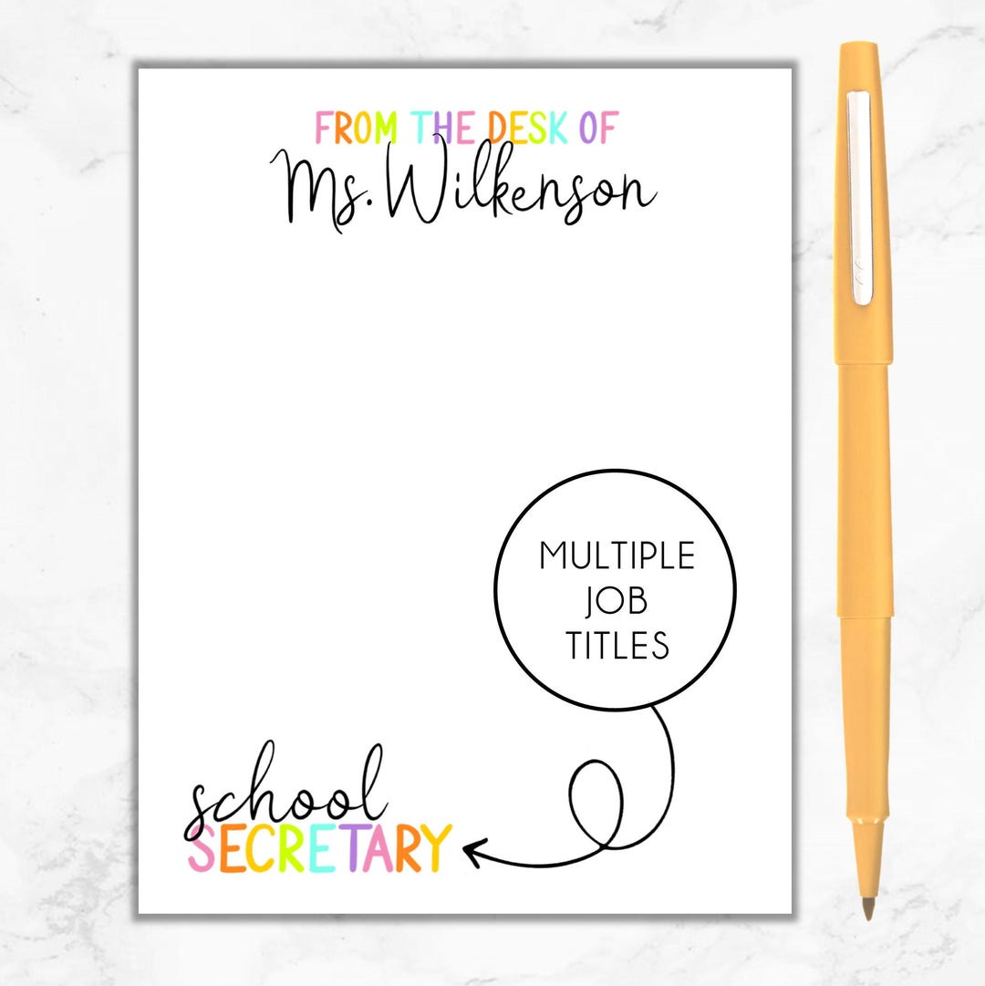 School Secretary Notepad, Personalized Secretary Notepad, Gift for ...