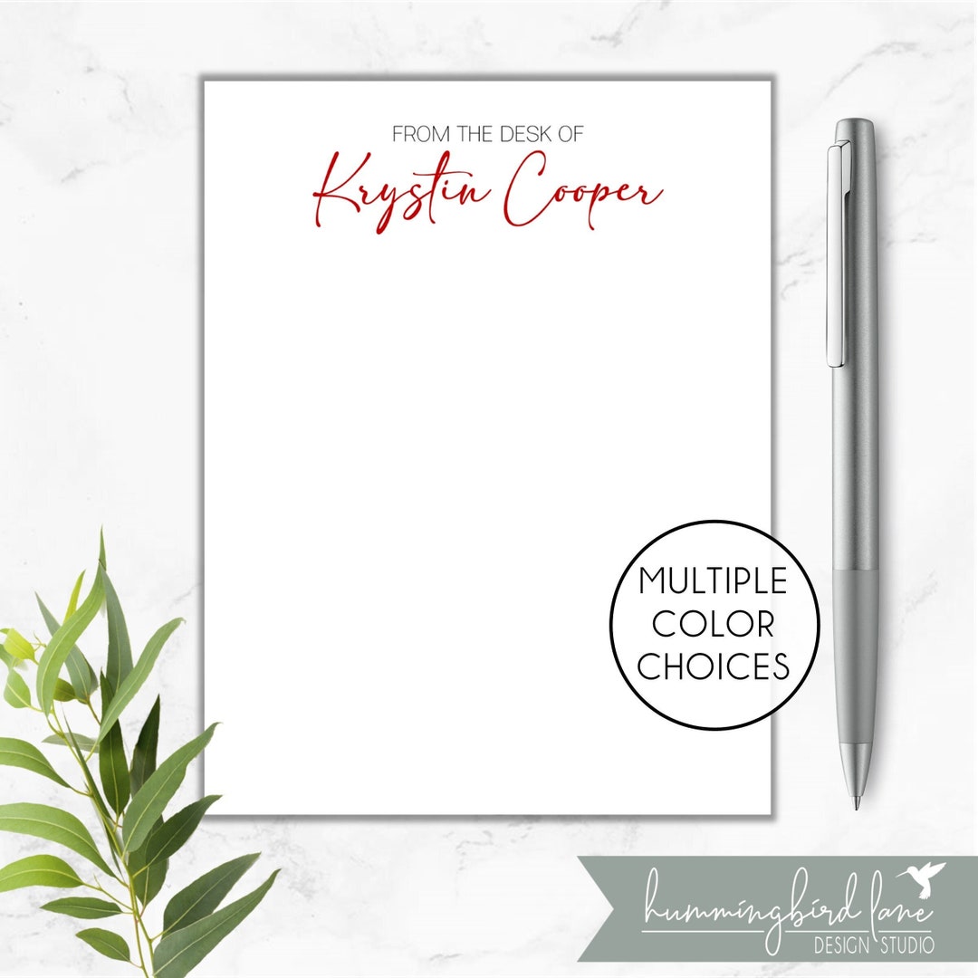 Personalized From the Desk of Notepad, Custom Notepad, Paper ...