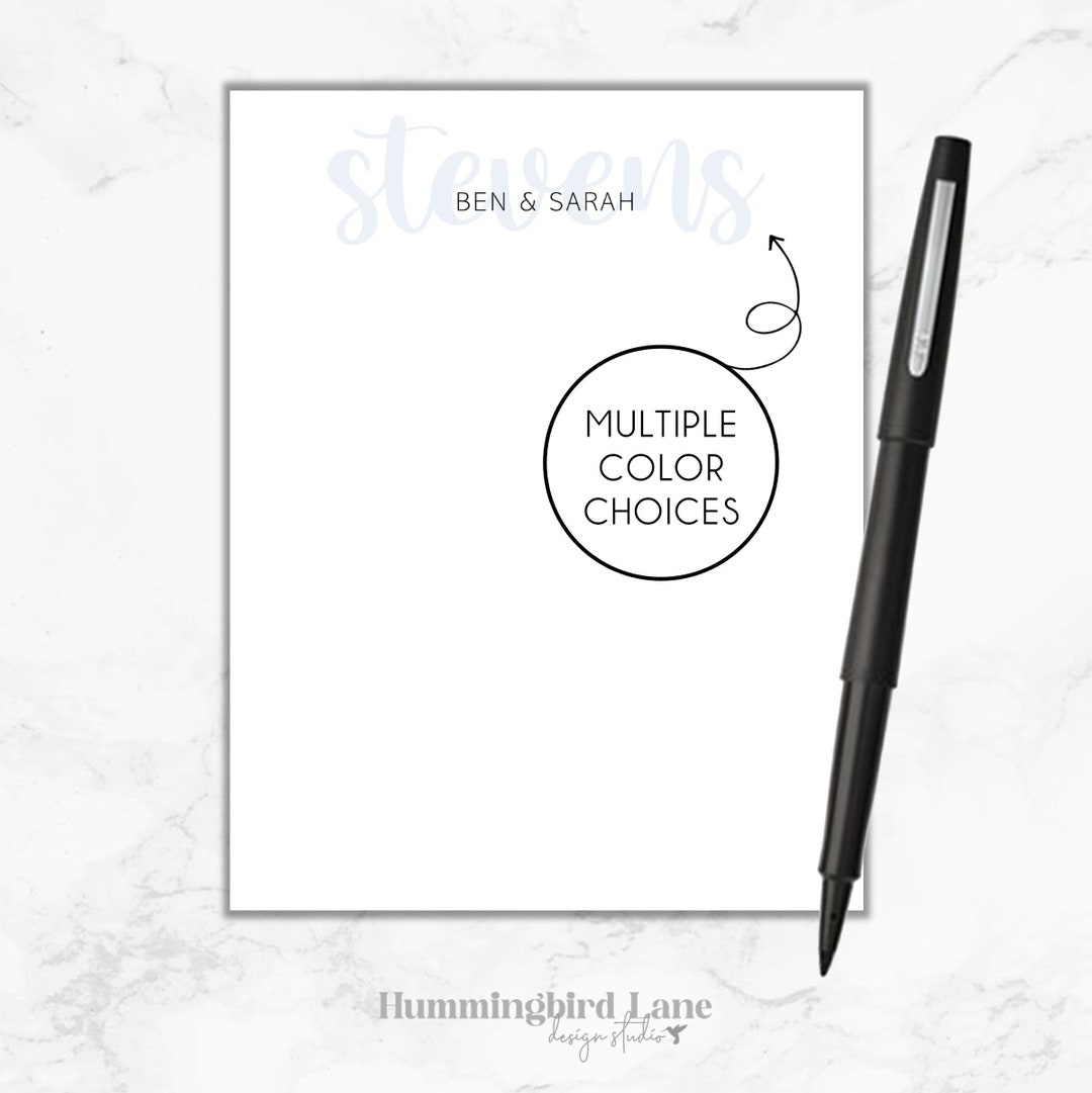 Personalized Notepad, Personalized Couples Notepad, Wedding Stationery ...