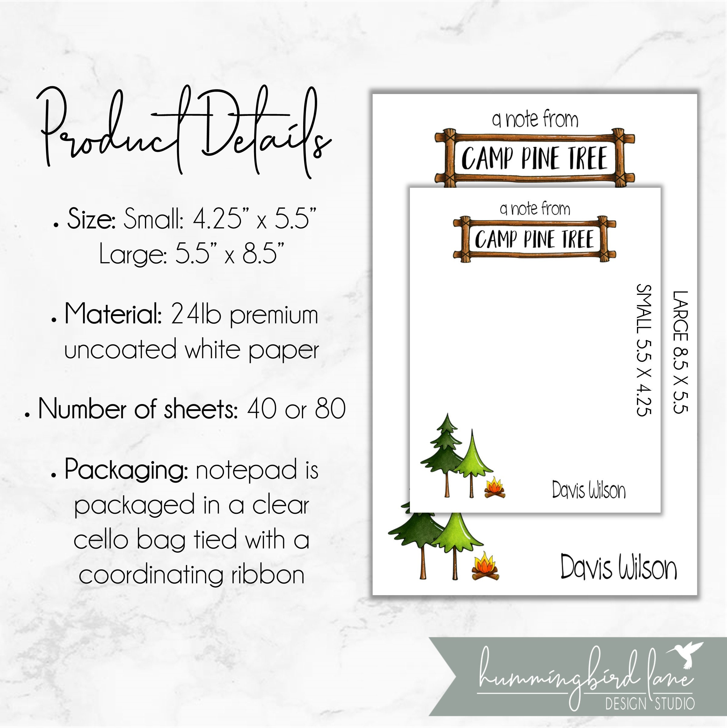 Camp Notepad Personalized Note Pad Camper Note Pad Summer - Etsy