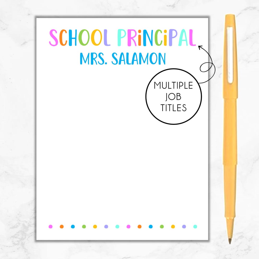 School Principal Notepad, Personalized Principal Notepad, Gift for ...