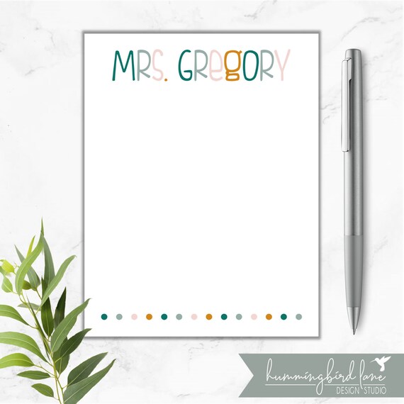 Teacher Notepad Personalized Teacher Notepad Gift for - Etsy