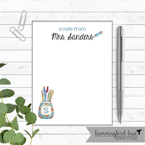Personalized Teacher Notepad Teacher Notepad Custom | Etsy