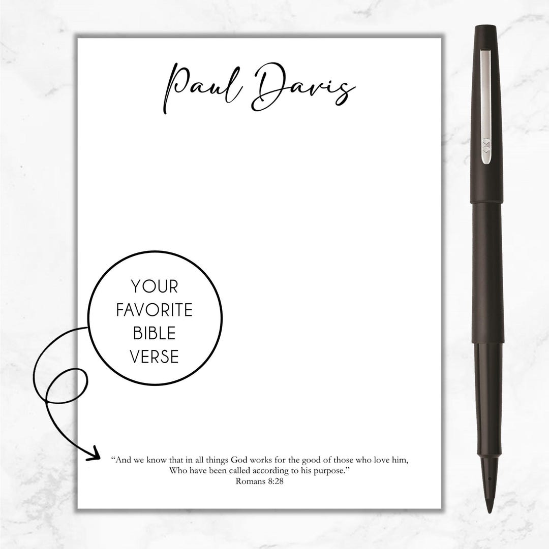 Personalized Bible Verse Notepad, Custom Christian Notepad, Pastor Gift ...