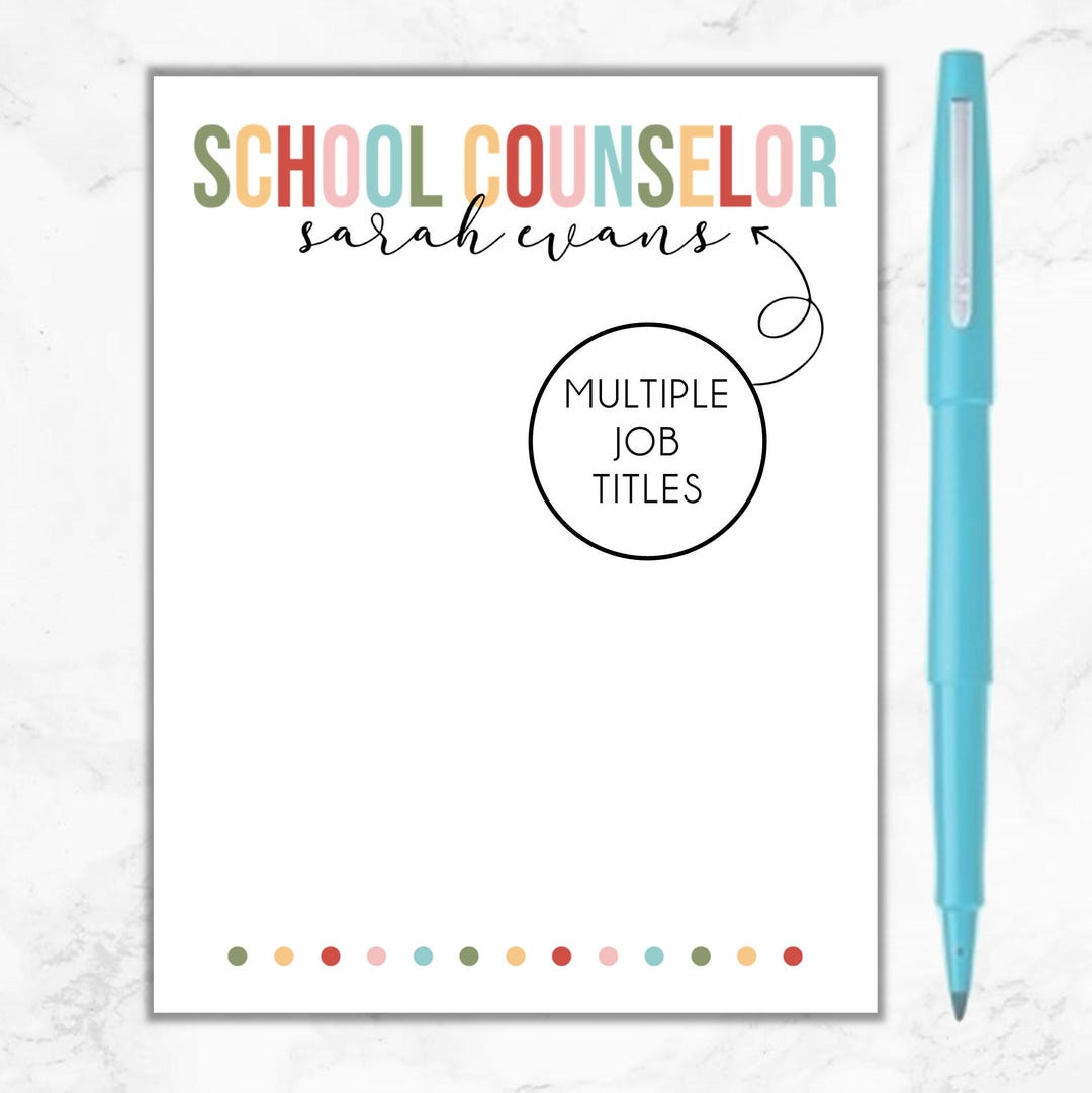 School Counselor Notepad, Personalized Counselor Notepad, Gift for ...