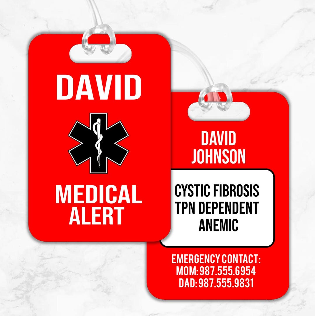 Medical Alert Bag Tag, Medical Alert ID, Personalized Medical Alert ...