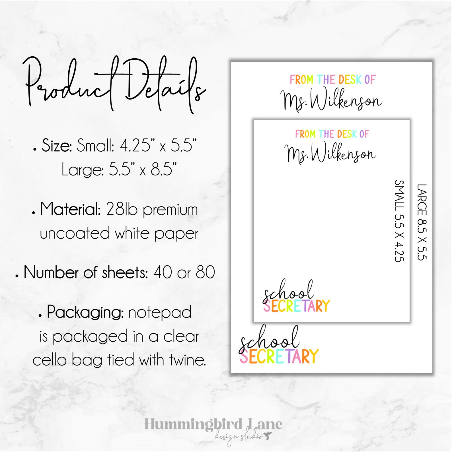 School Secretary Notepad, Personalized Secretary Notepad, Gift for ...