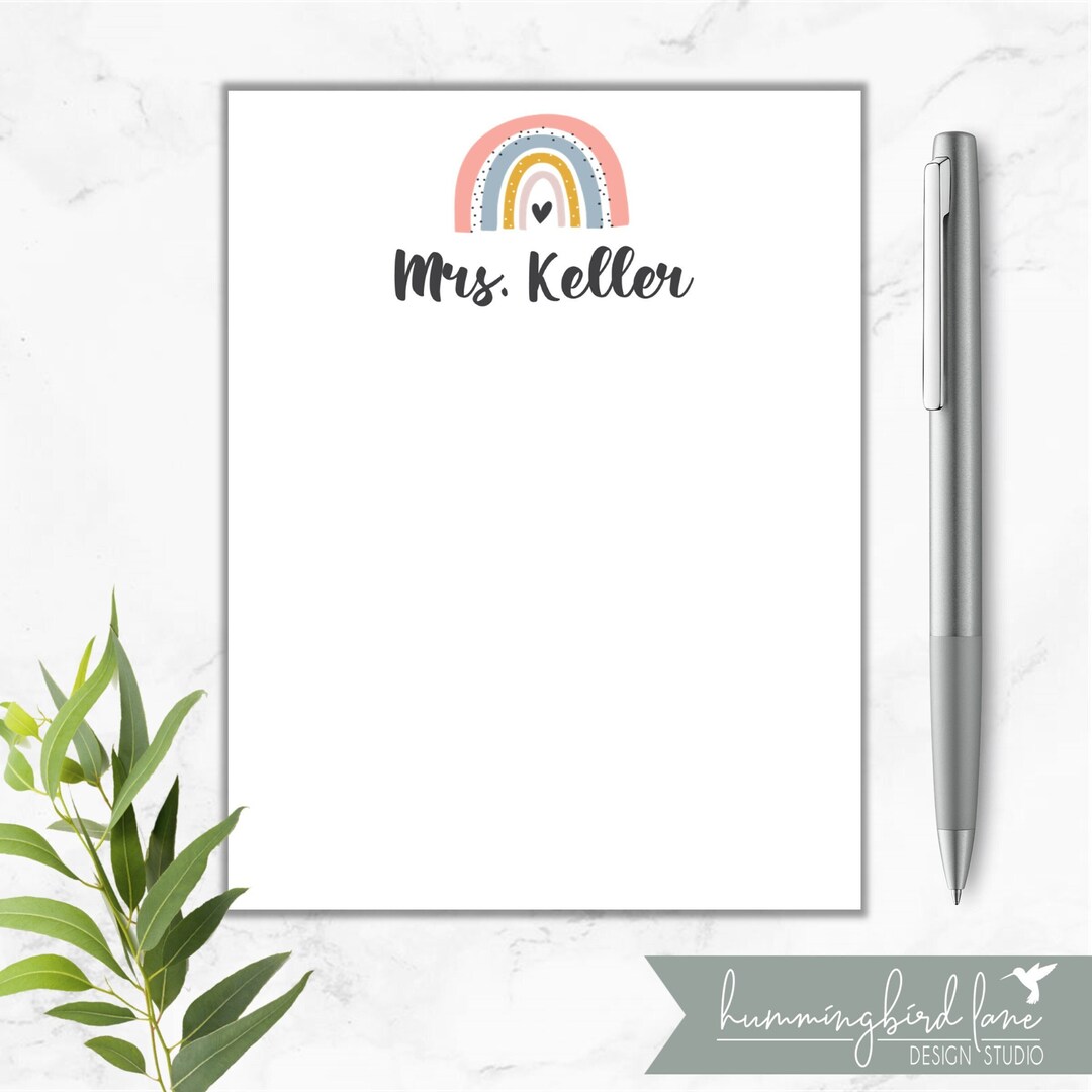 Personalized Notepad, Rainbow Note Pad, Teacher Note Pad, Custom ...