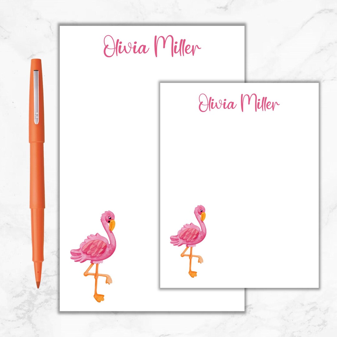Pink Flamingo Notepad, Personalized Note Pad,personalized Stationery ...