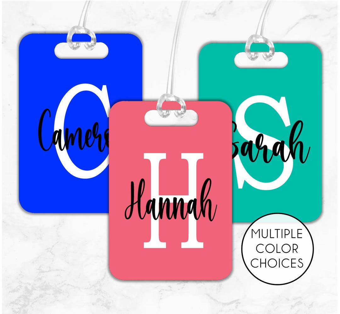 Initial Bag Tag, Monogram Travel Luggage Tag, Personalized Monogram Bag ...