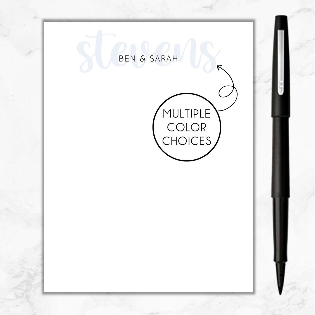 Personalized Notepad, Personalized Couples Notepad, Wedding Stationery ...