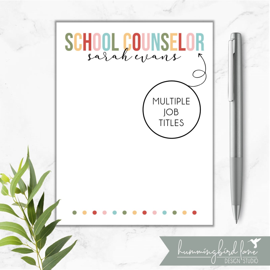 School Counselor Notepad, Personalized Counselor Notepad, Gift for ...