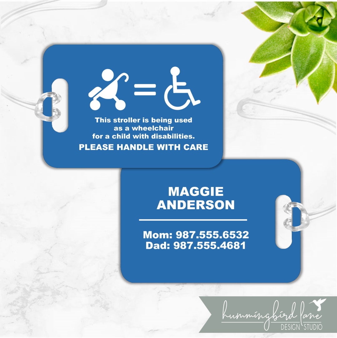 Stroller as Wheelchair Tag, Stroller Wheelchair, Handicap Medical ID ...