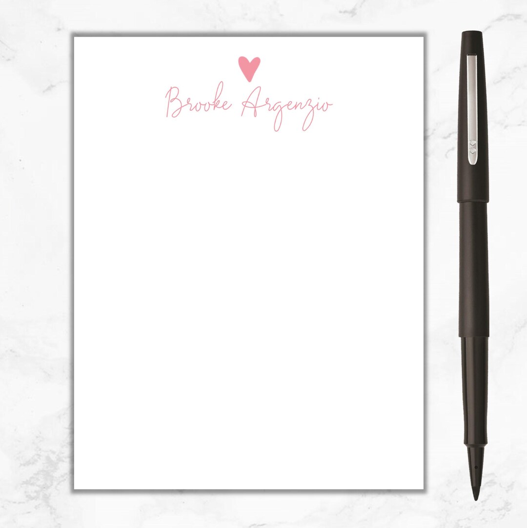 Heart Notepad, Personalized Notepad, Personalized Stationery, Heart ...