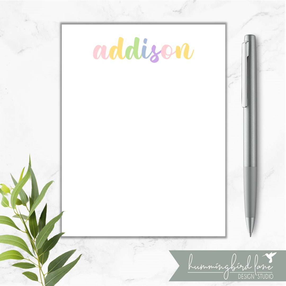 Personalized Notepad Pastel Notepad Multicolor Notepad - Etsy