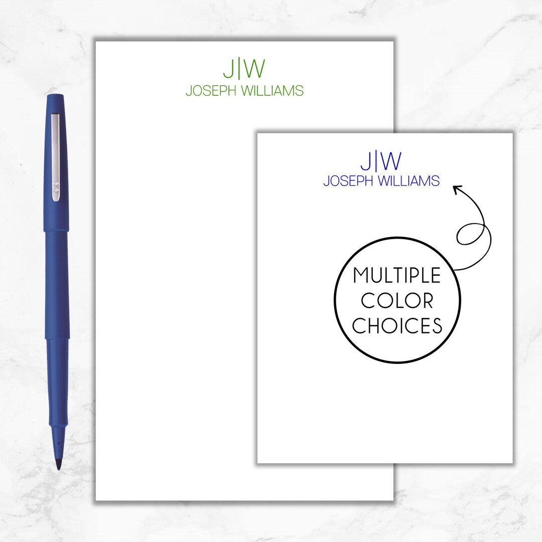 Personalized Notepad, Personalized Initial Note Pad, Masculine Notepad ...
