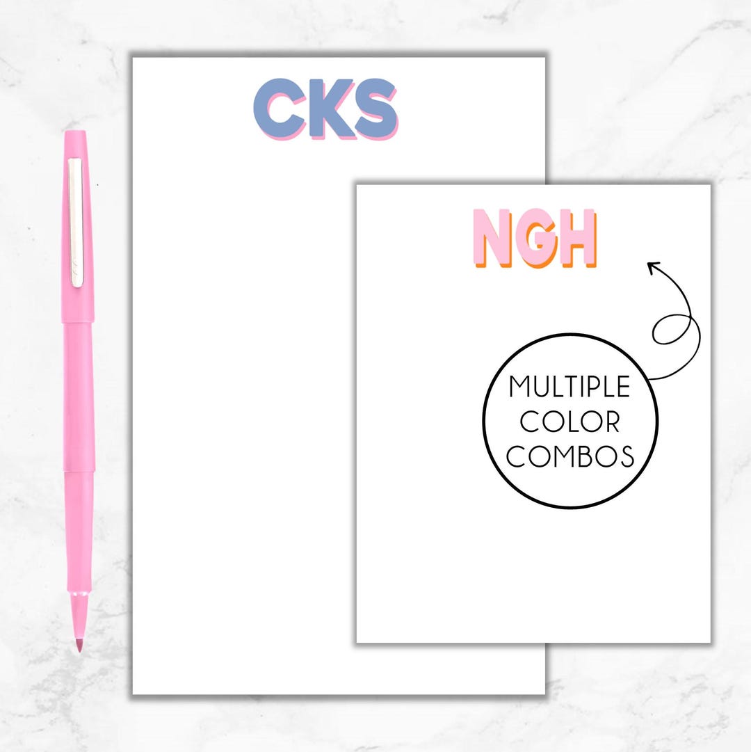Shadow Monogram Notepad, Shadow Text Notepad, Personalized Notepad ...