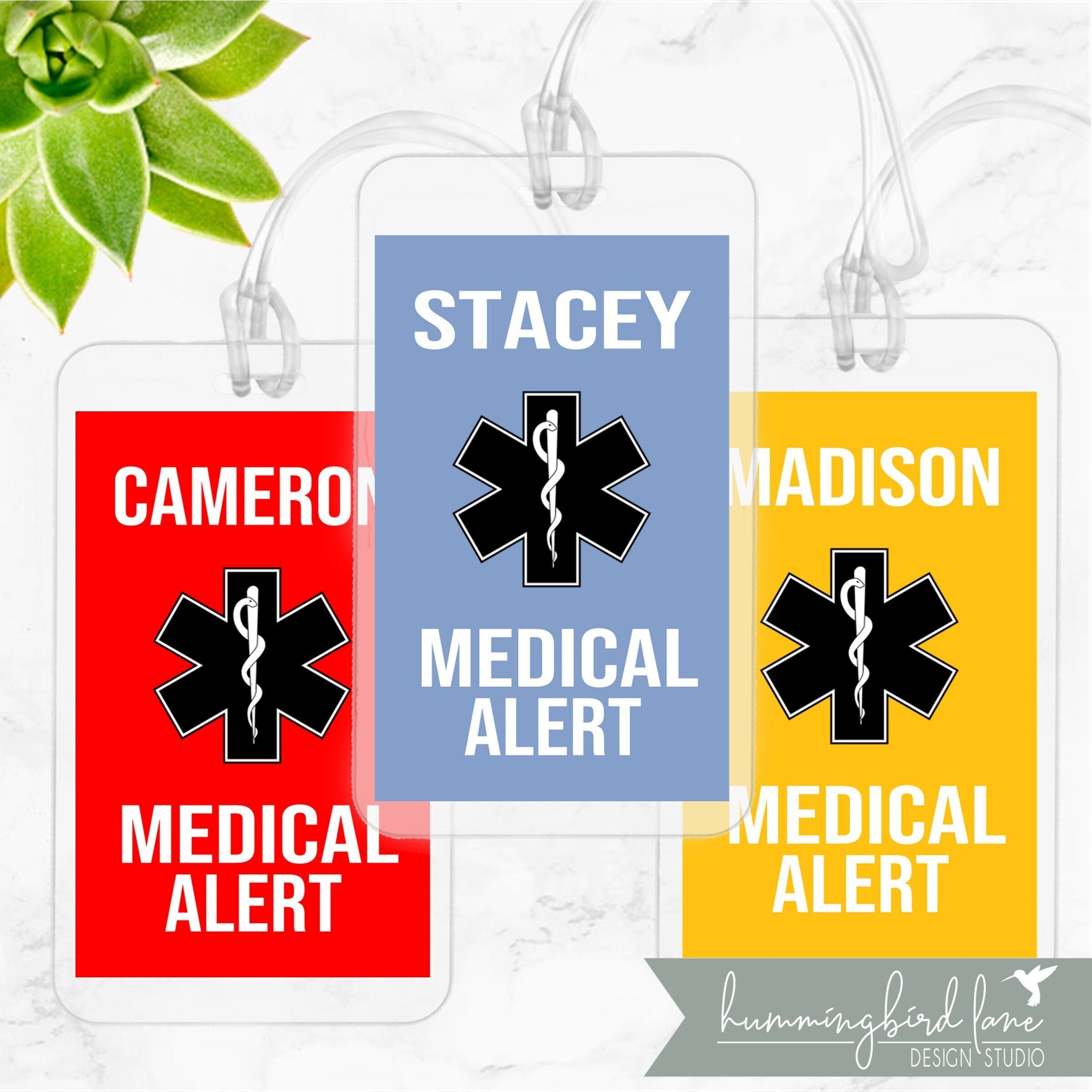 Medical Alert Bag Tag Medical Alert ID Personalized Medical - Etsy
