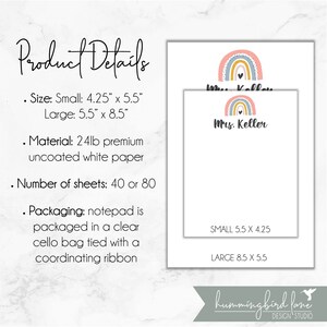 Personalized Notepad, Rainbow Note Pad, Teacher Note Pad, Custom ...